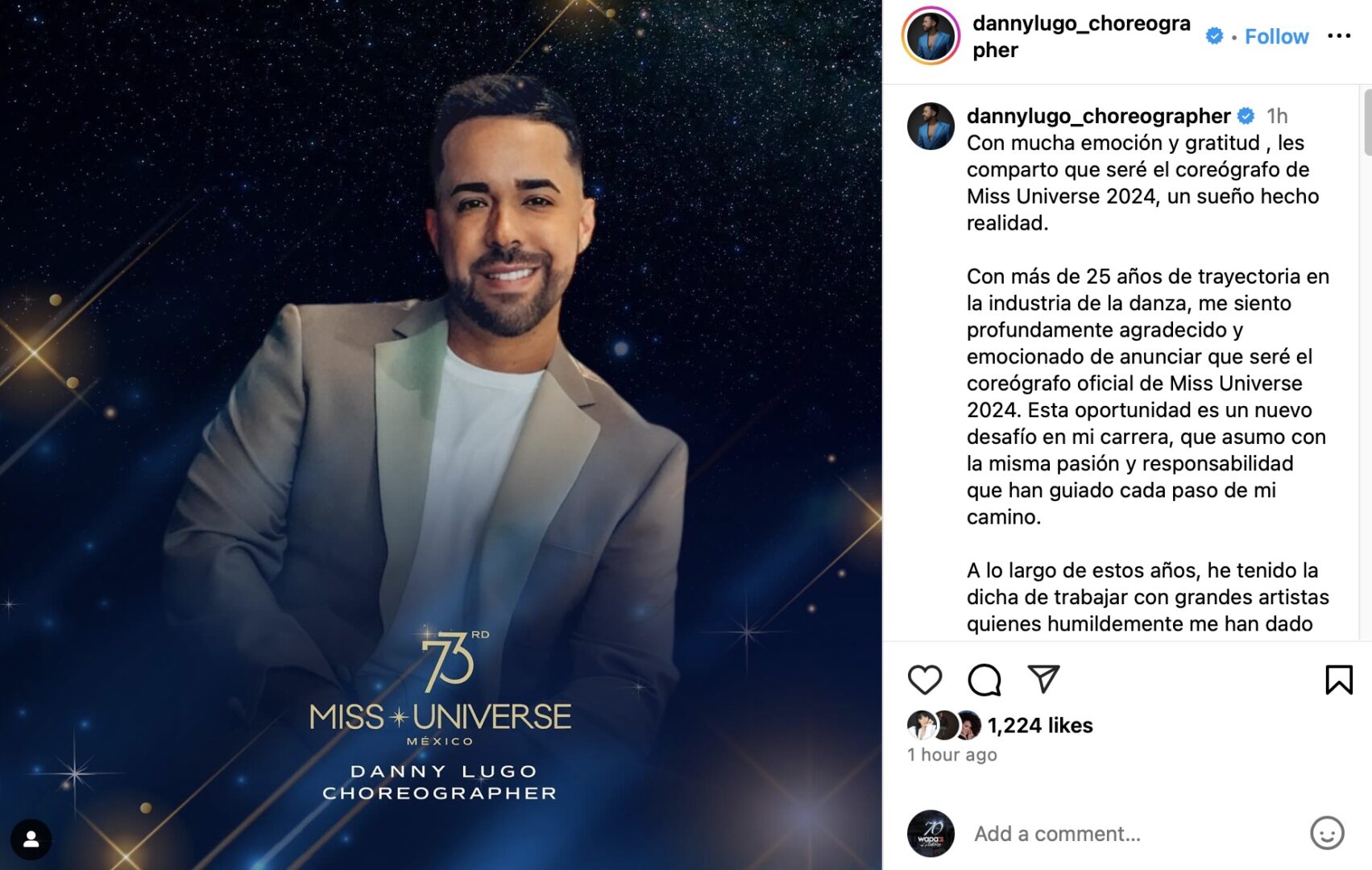 Danny Lugo se une al equipo de Miss Universe como coreógrafo oficial ...